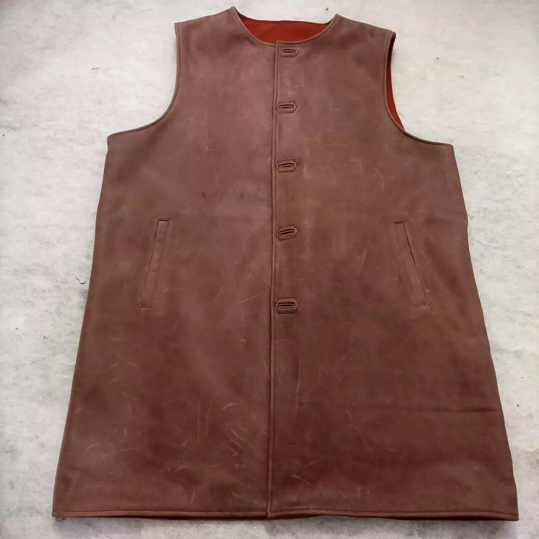 British WW1 Repro Brown Leather Jerkin - UK Army Reenactor Vest Coat WW ...