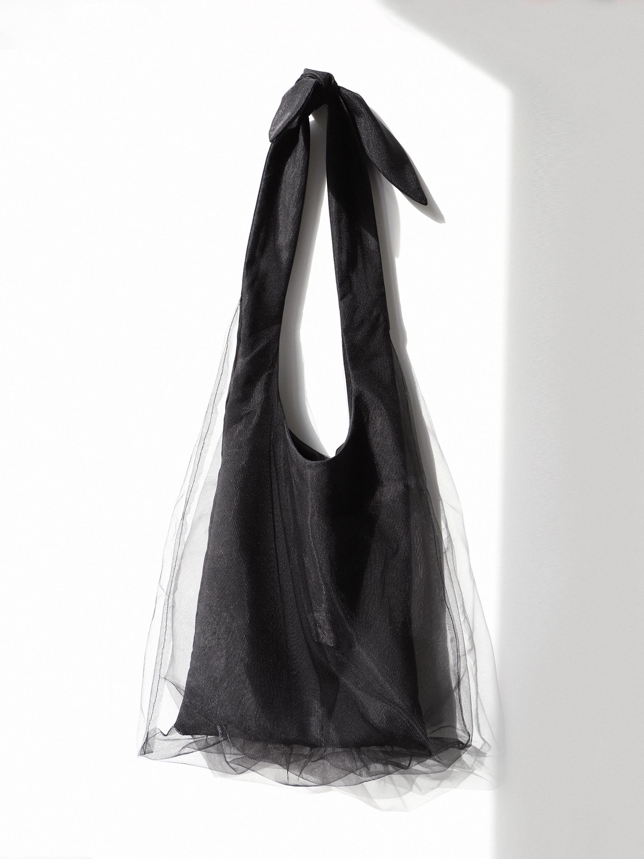Sheer Tote Bag – Aesthetic Mesh Overlay Shoulder Bag, Black & Green ...