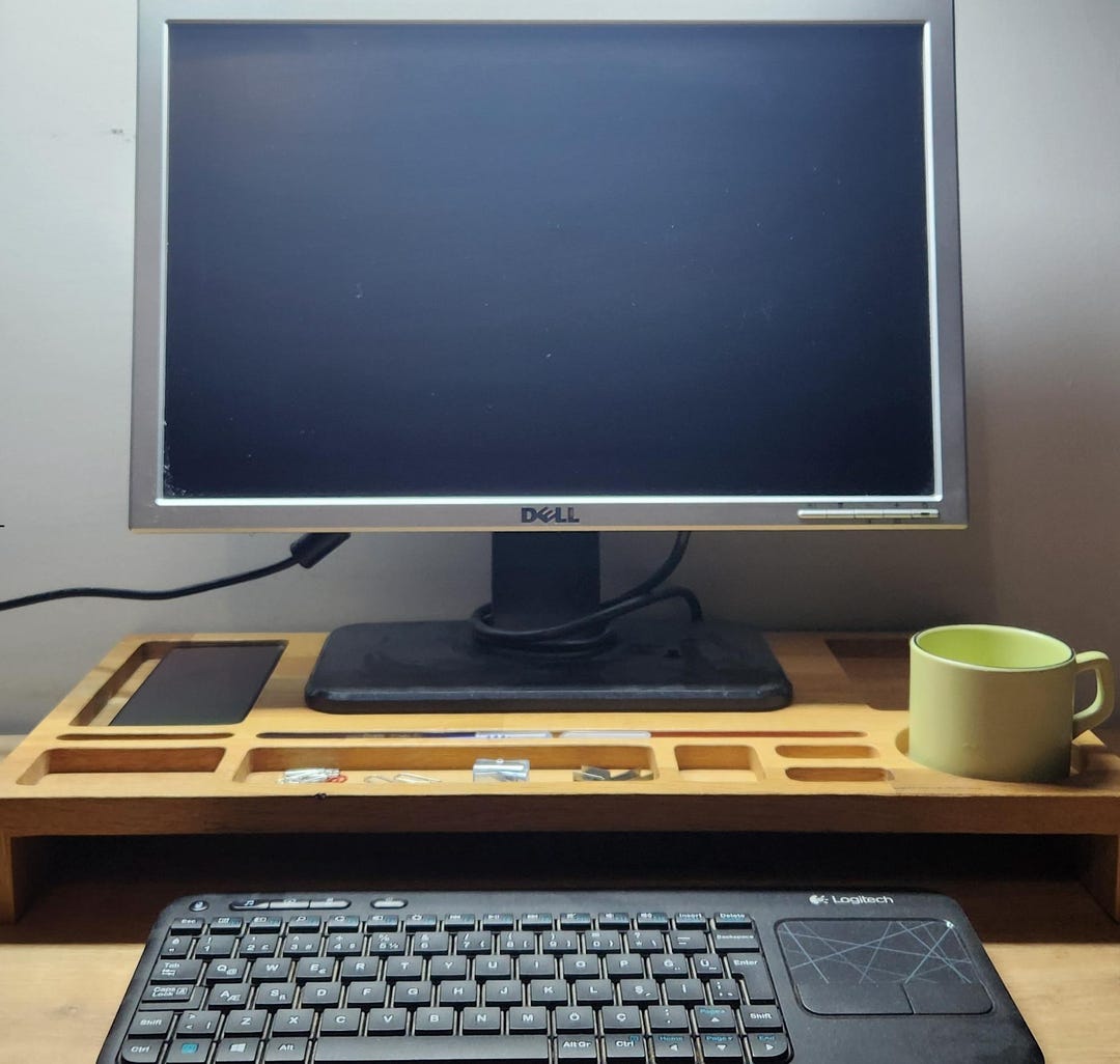 Solid Oak Wood Monitor Stand ,handmade Desk Organizer & Riser, Handmade ...