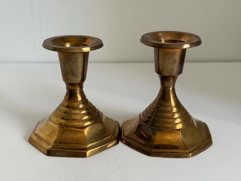 Vintage Short Brass Candle Holders From India - Etsy