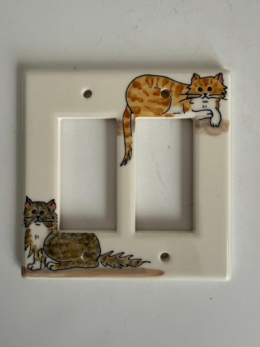 Double Rocker Orange Tabby and Calico or Brindle Cat Light Switch Cover ...