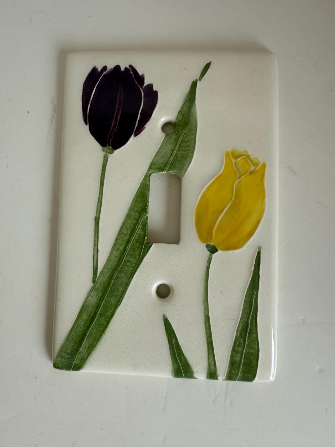 Standard Single Ceramic Hand Painted Purple and Yellow Tulips Light ...