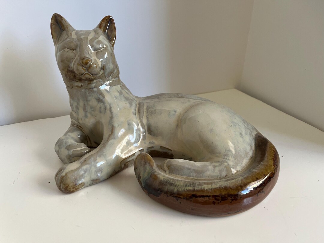 Vintage Ceramic Cat Basking in the Sun - Etsy