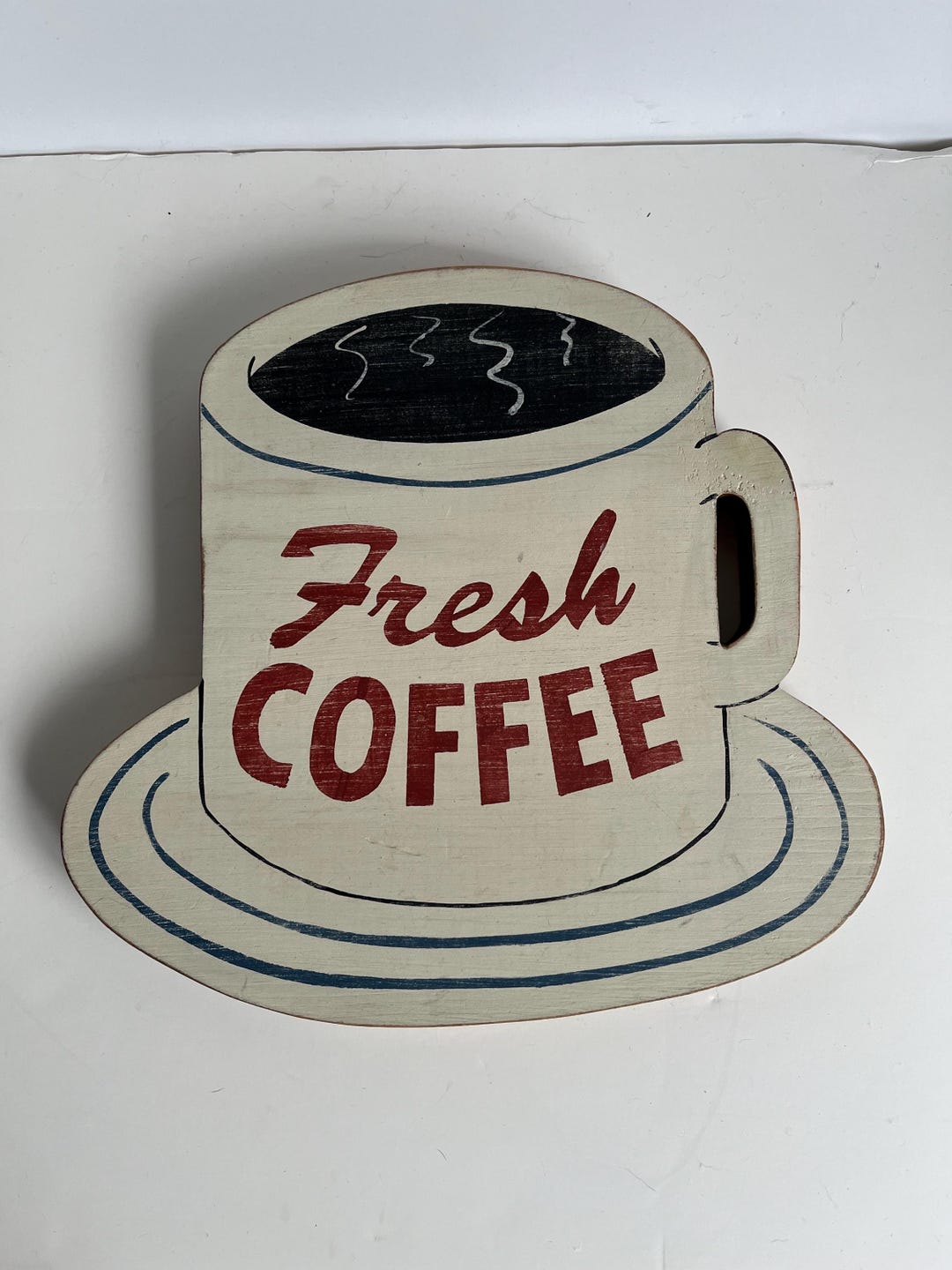 Handmade and Hand Painted Wood Fresh Coffee Sign With Diner Coffee Cup ...