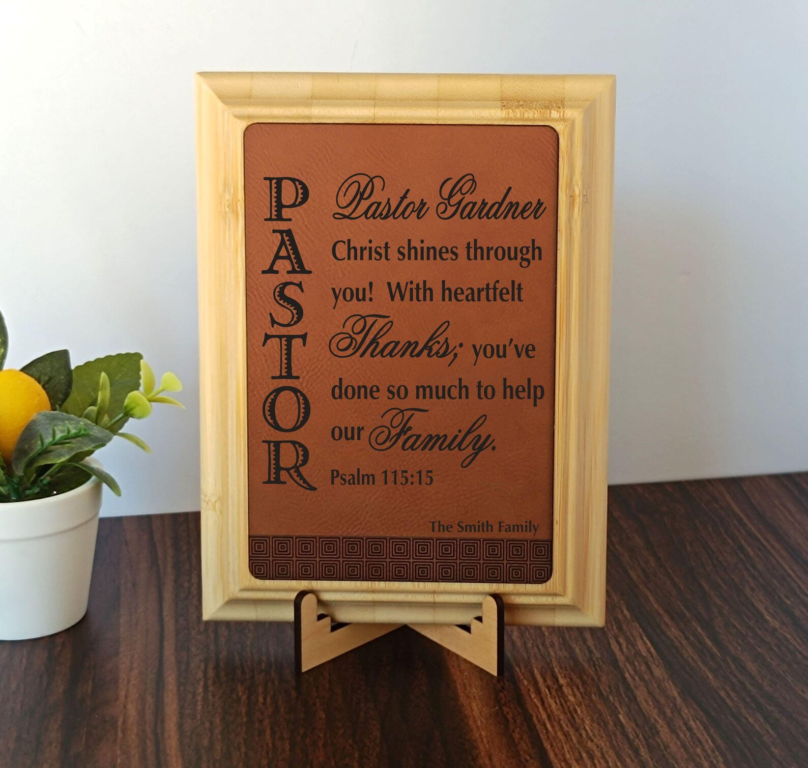 Custom Pastor Gift: Engraved Wood Plaque, PLP045 - Etsy