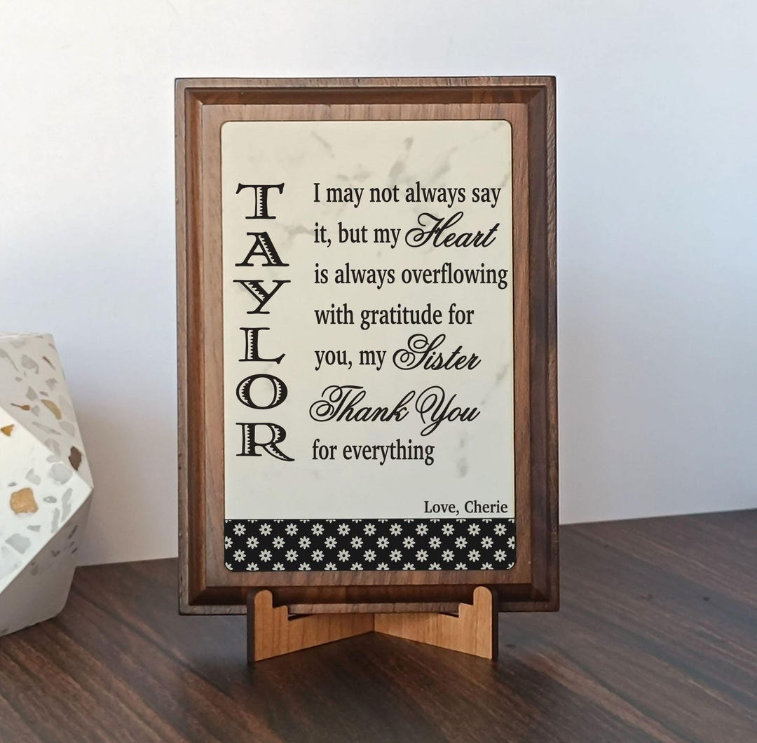 Custom Sister Wood Plaque: Engraved Leather Sign Gift, PLS029 - Etsy