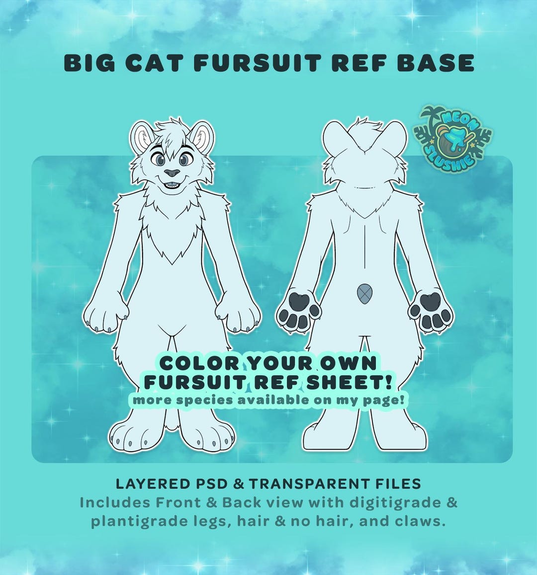 Big Cat Furry Fursuit Ref Sheet Template Base: Tiger, Leopard, Jaguar ...