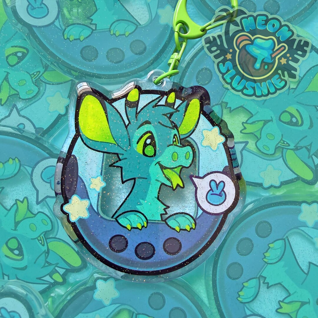 Virtual Pet Alien Keychain | Furry Xero Tamagotchi Glitter Charm - Etsy
