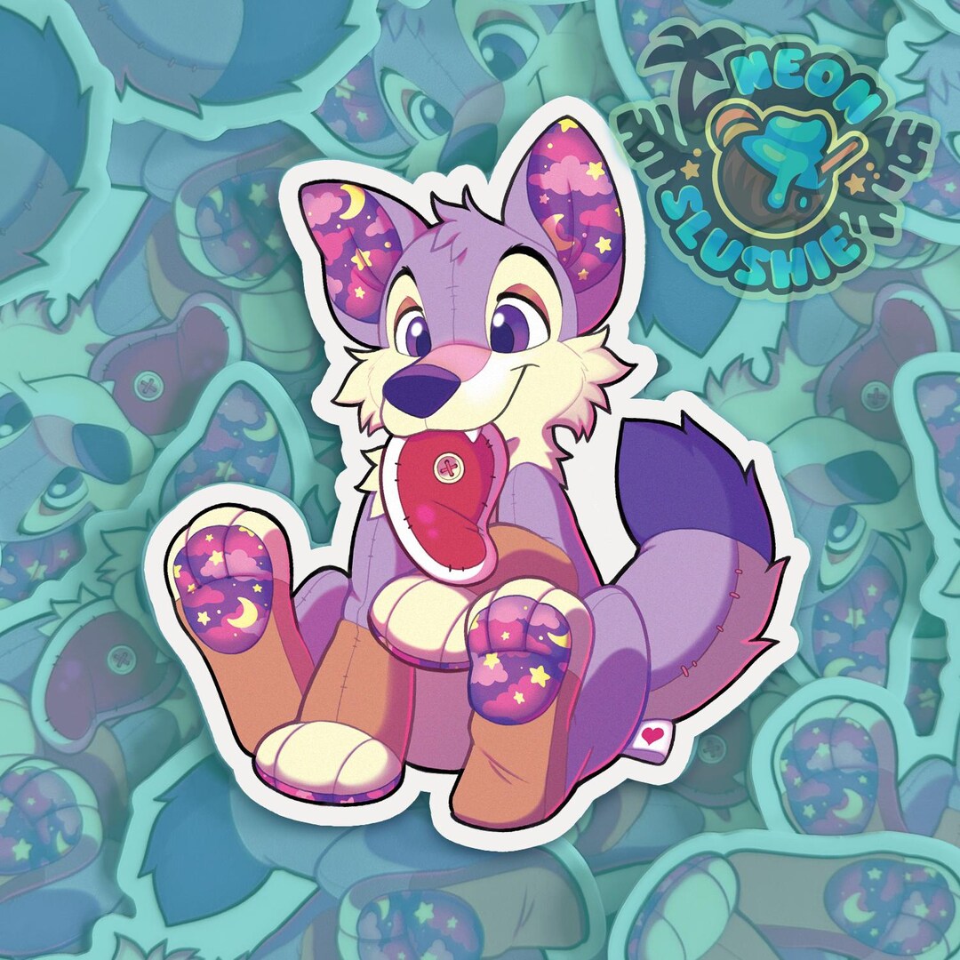 Plush Wolf Sticker | Waterproof Kawaii Kidcore Furry Plushie Stickers ...