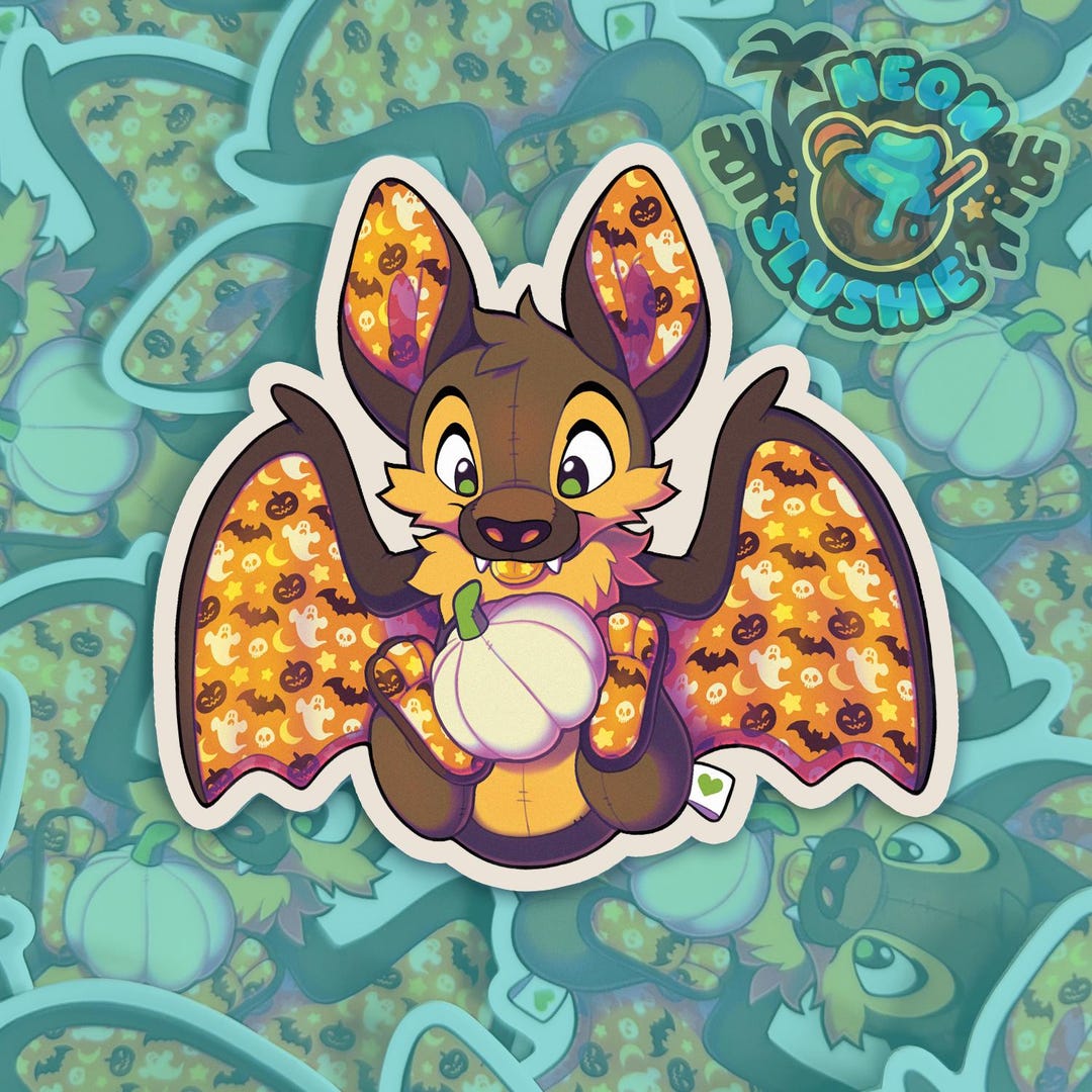 Plush Bat Sticker | Waterproof Kawaii Kidcore Halloween Furry Plushie ...