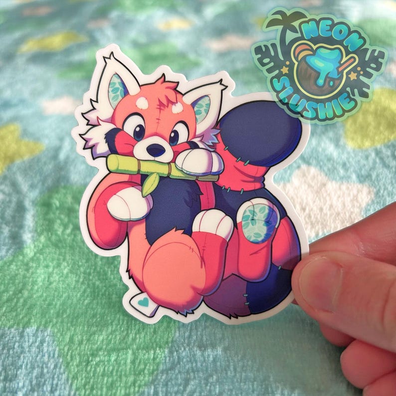 Plush Red Panda Sticker | Waterproof Kawaii Kidcore Furry Plushie ...
