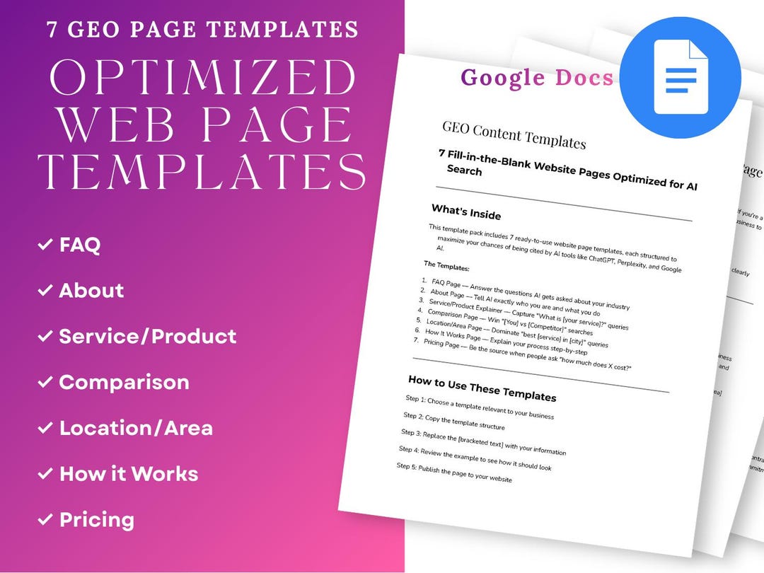 GEO Content Templates | 7 Website Pages Optimized for AI Search ...