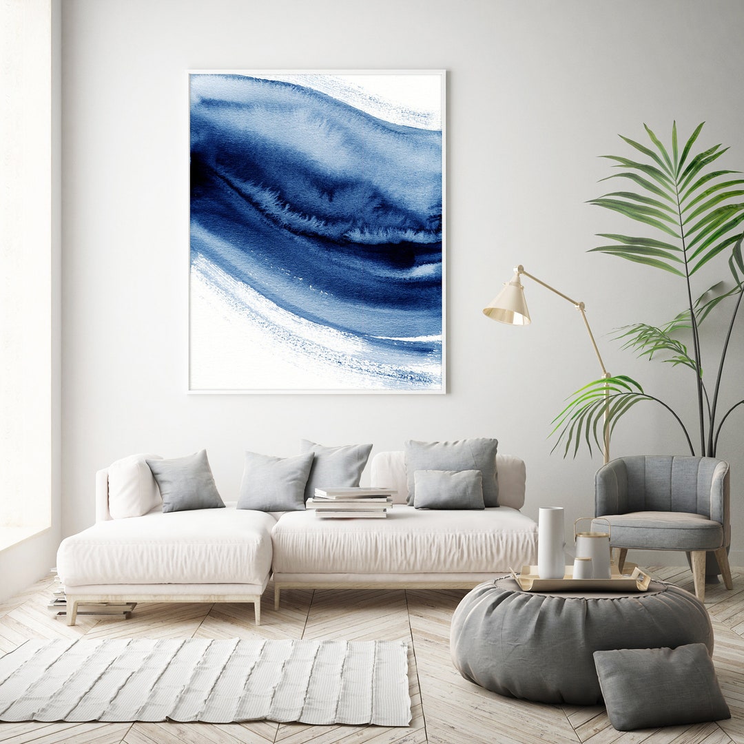 Watercolor Abstract Wall Art, Indigo, Large Wall Art, Printable Art ...