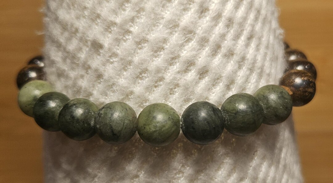 Stretch Bracelet | Bronzite | Green Jasper - Etsy