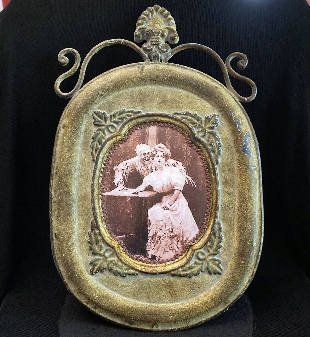 Vintage Halloween Skeleton Attack Plaque, Victorian Sepia Photo - Etsy
