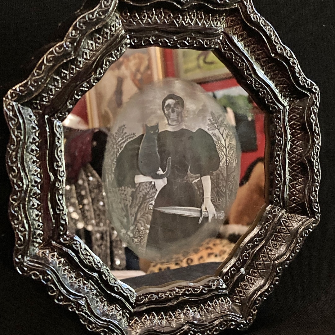 Terror Inside the Mirror, Altered Art, Mirror Collage, Dagger, Black ...