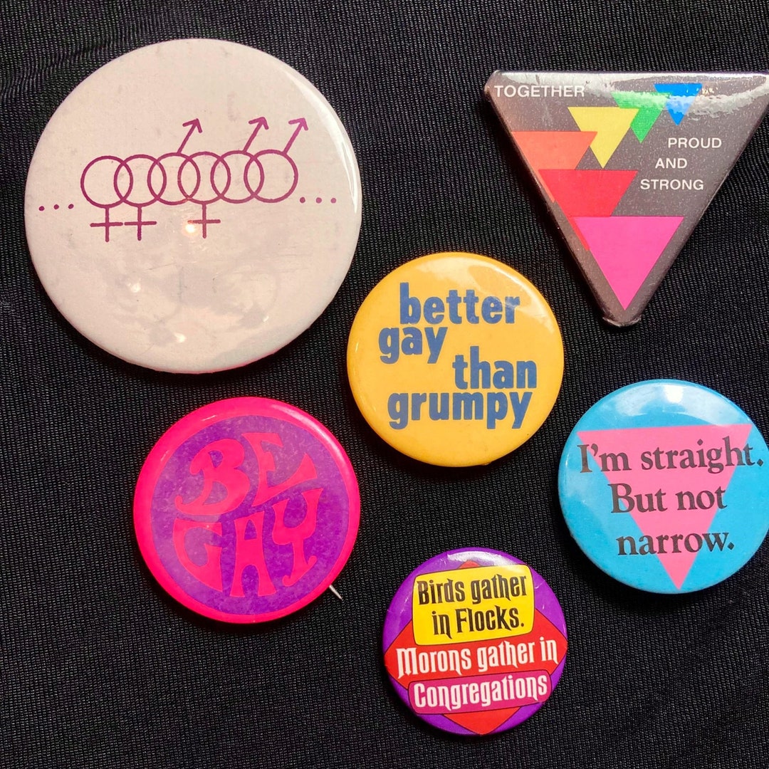 Set of Six Gay Pride Pins, "be Gay", "better Gay Than Grumpy ...