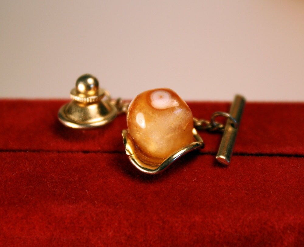 Agate Tie Tack, Men, Eye Agate Tie Tack,tie Pin,retro,vintage,amber ...