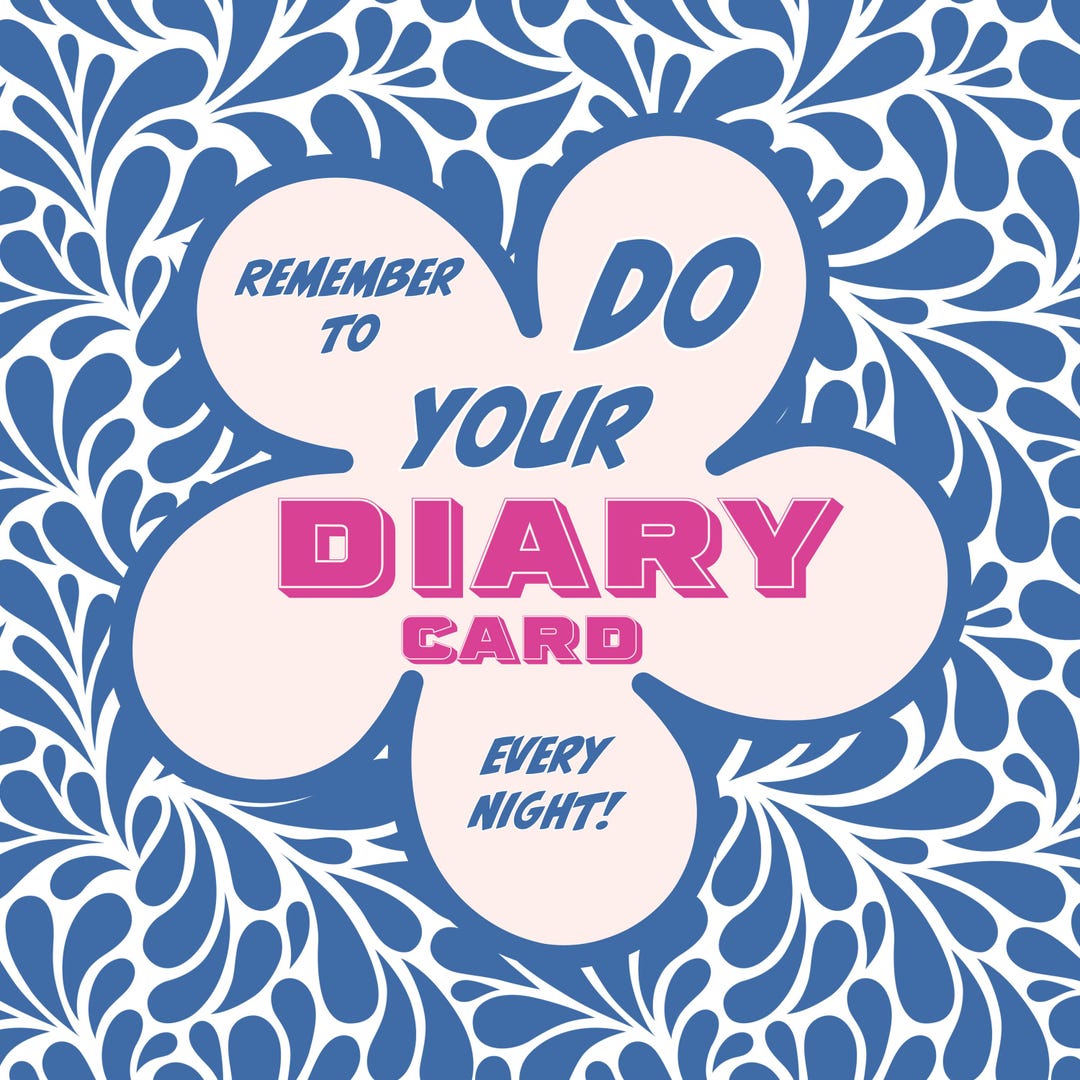 DBT Diary Card Reminder Print - Etsy