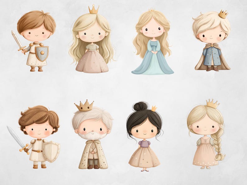 Pastel Princess & Prince Clipart Set, Fairytale Castle Graphics ...