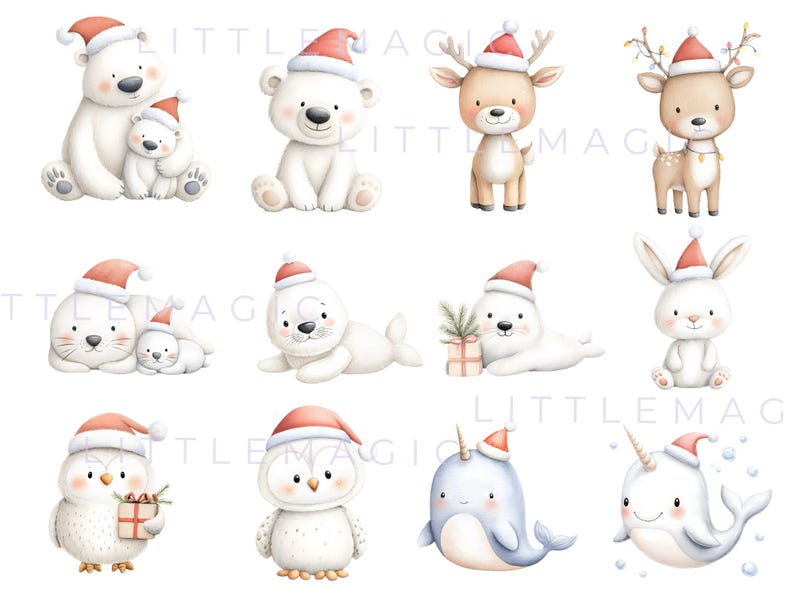 Christmas Arctic Animals Clipart | Winter Wonderland | Cute Polar ...