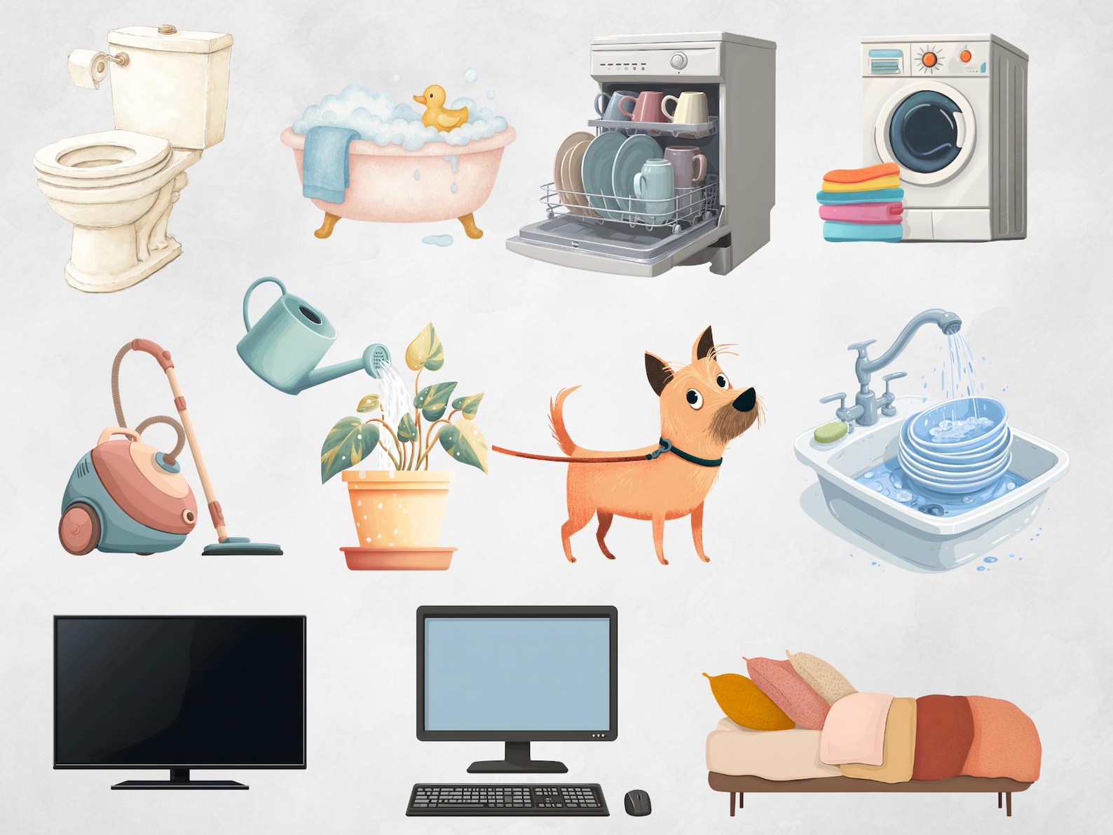 Clipart de rutina diaria de una niña pastel: Gráficos de horarios ...