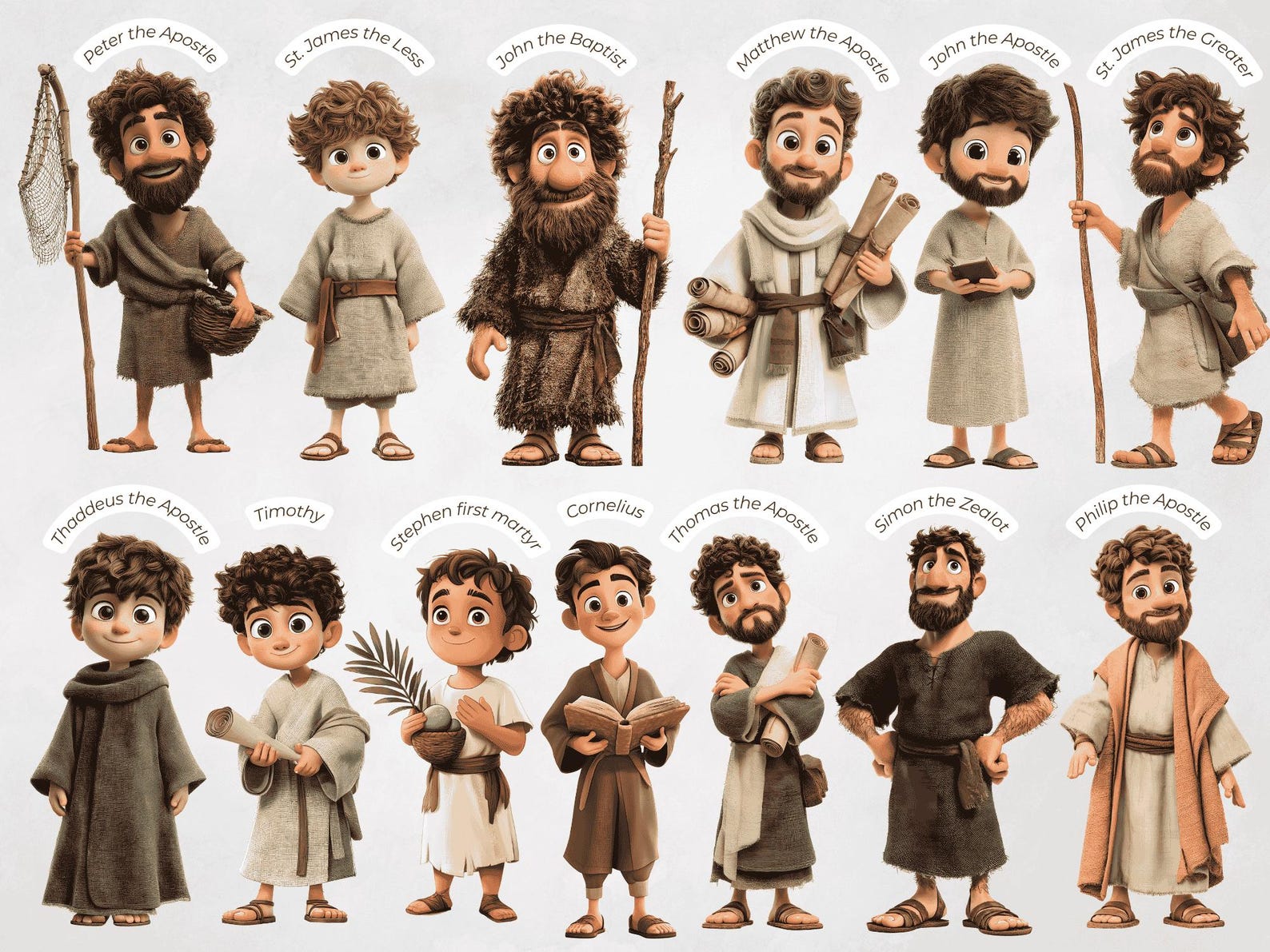 New Testament Bible Characters Clipart Set: Watercolor Illustrations of ...
