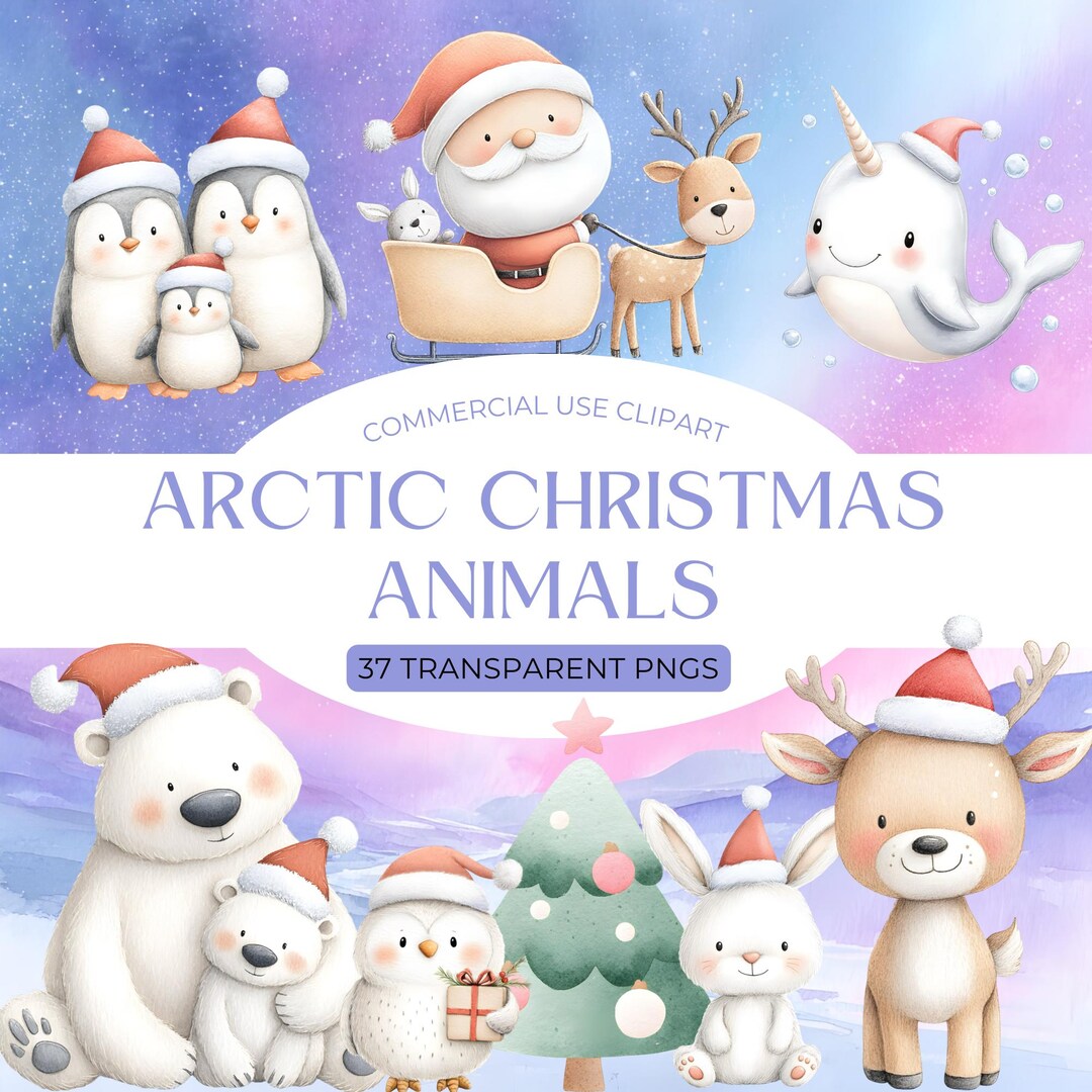 Christmas Arctic Animals Clipart | Winter Wonderland | Cute Polar ...