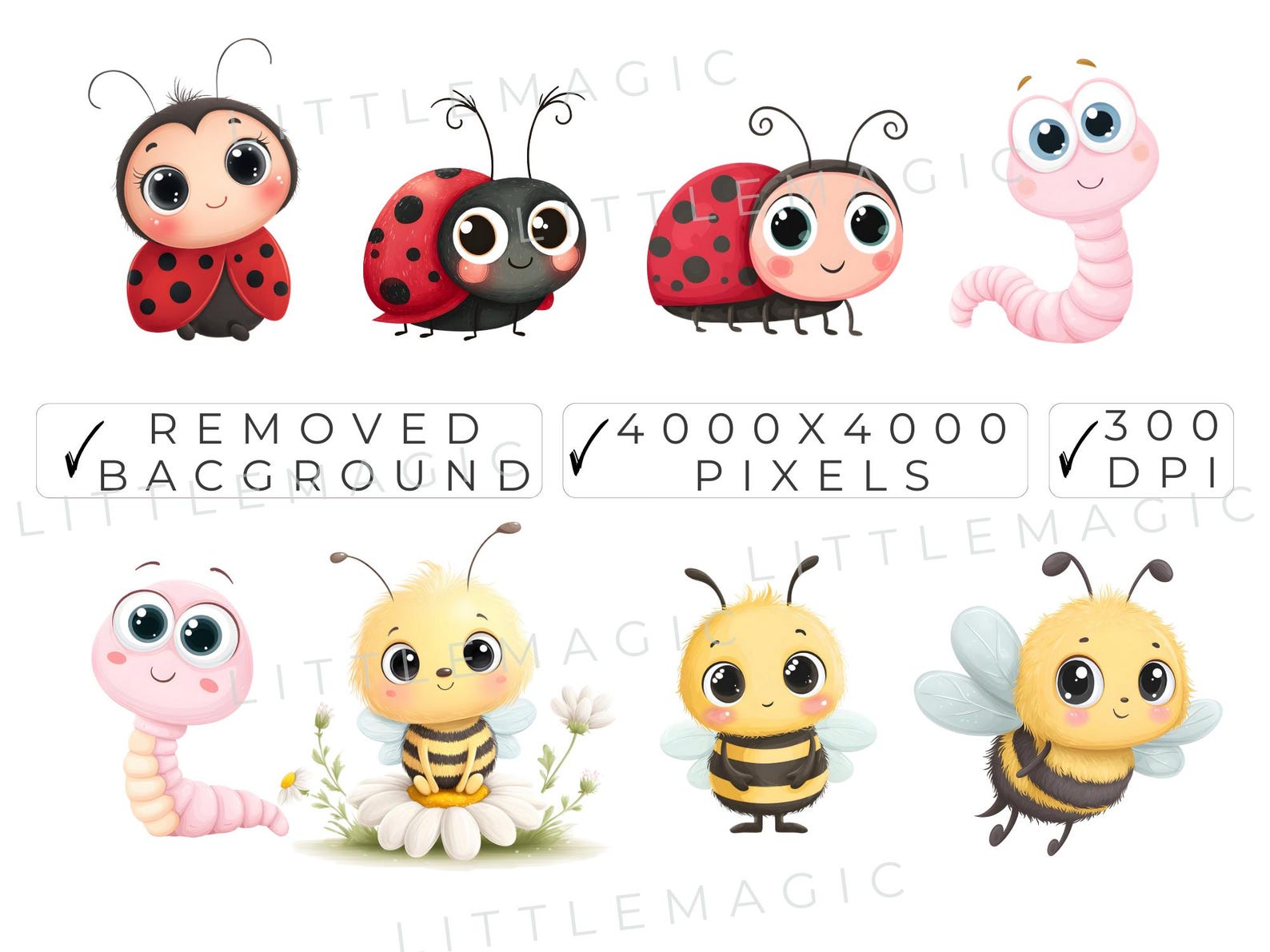 Cute Insects Clipart Set – Adorable Bug Illustrations, Kids Nursery ...