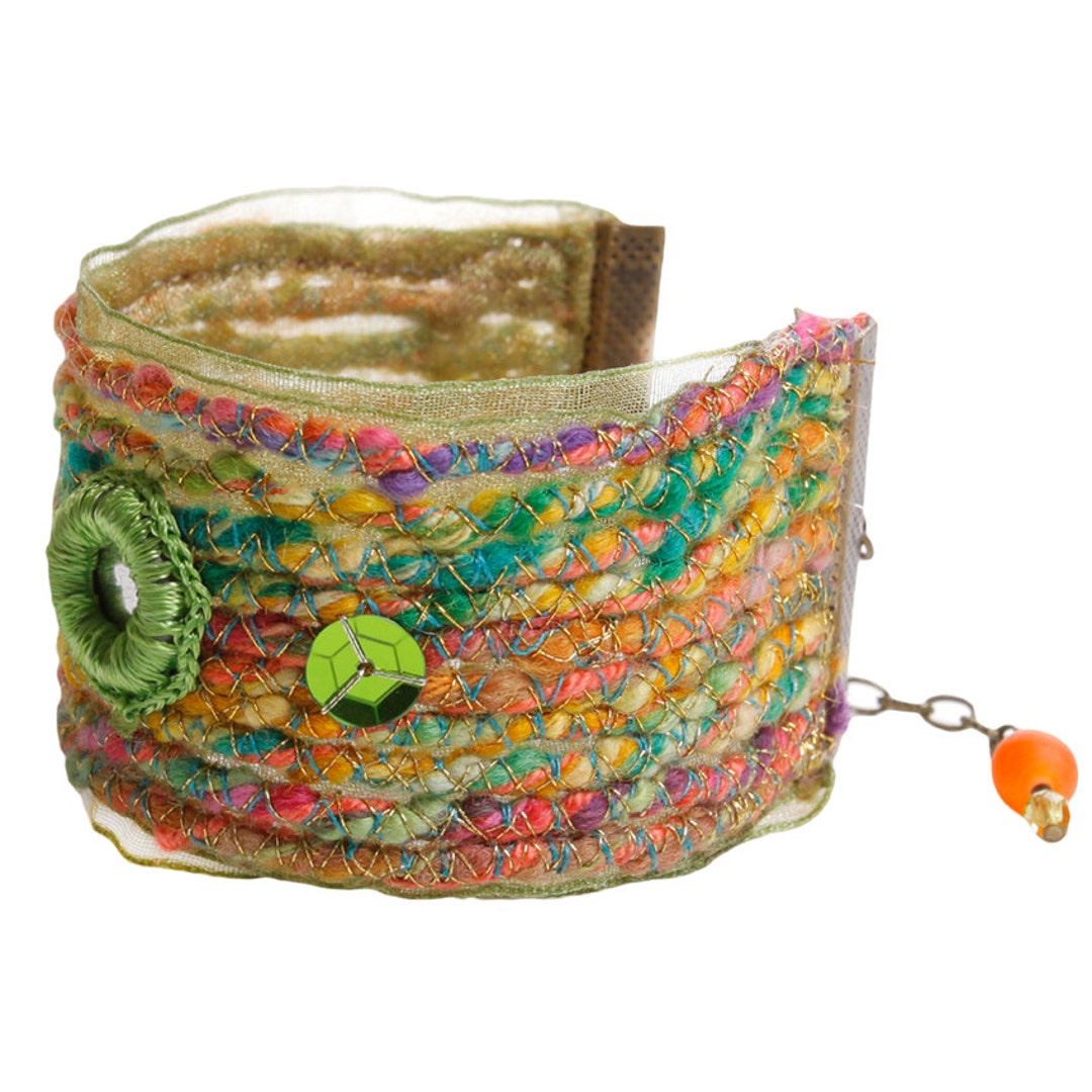 Tropical Cuff Bracelet, Embroidered Cuff, Tropical Cuff, Sequin ...