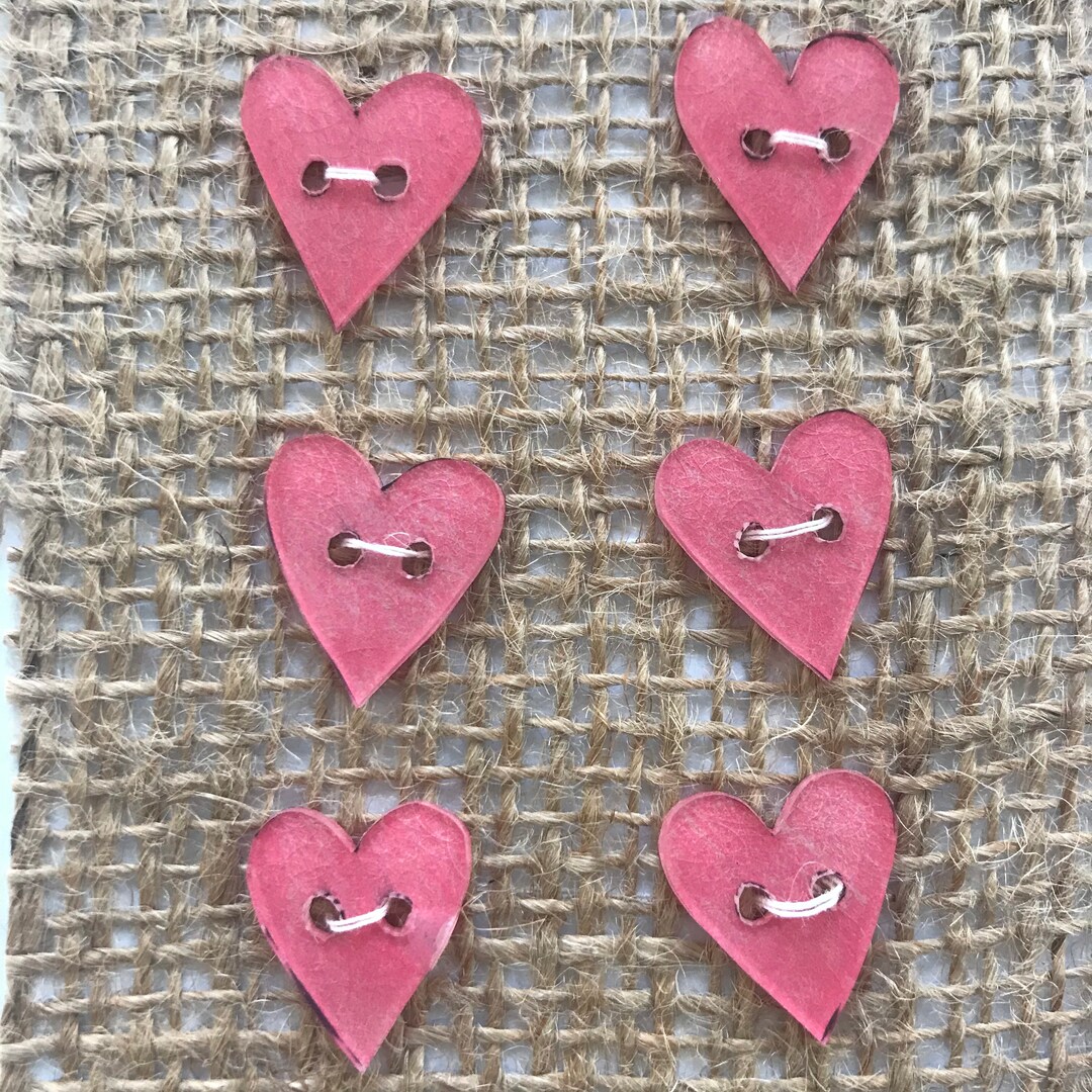 Pink Love Heart Buttons Pack of 6, Hearts, Haberdashery, Sewing ...