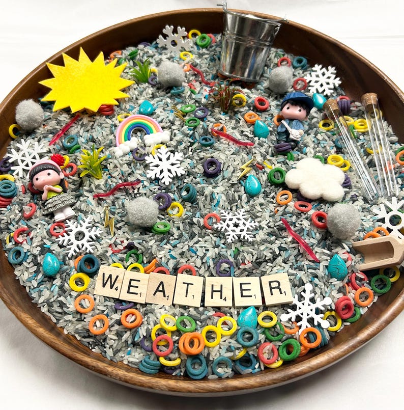 Weather Themed Sensory Bin Filler Kit, Rain Personalized Kids Acitivity ...
