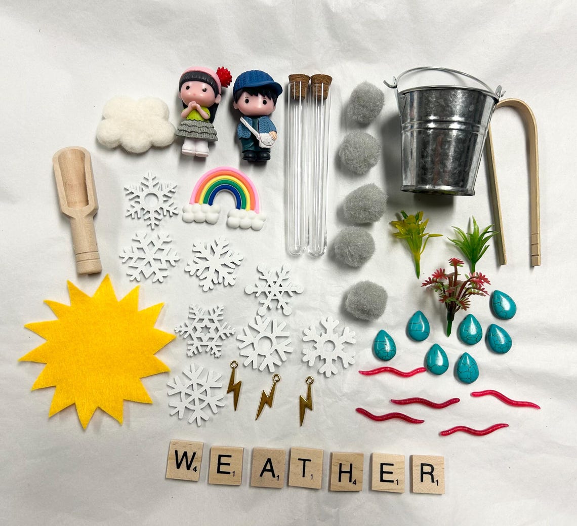 Weather Themed Sensory Bin Filler Kit, Rain Personalized Kids Acitivity ...