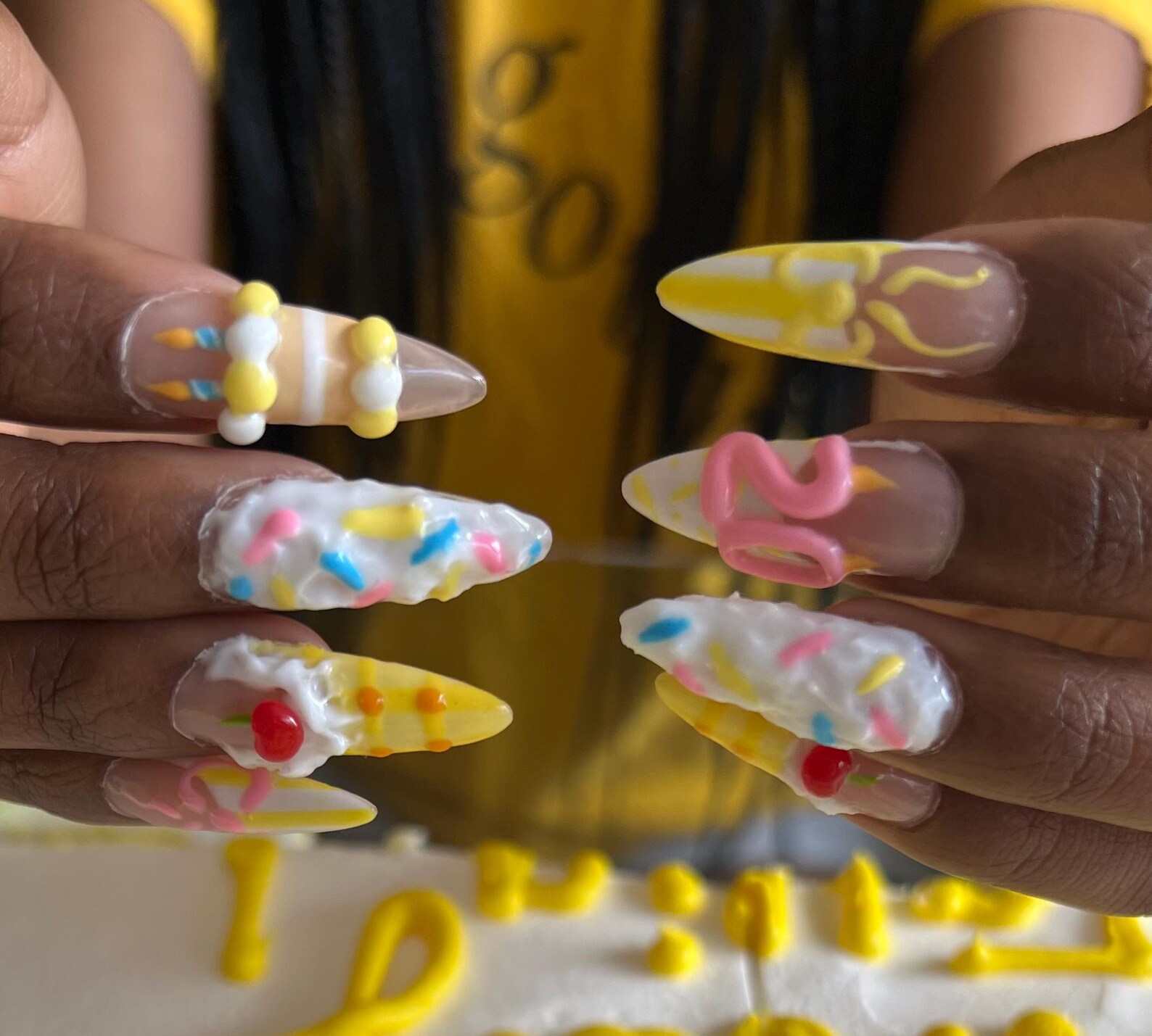 Custom Birthday Nails - Press on Nails/3d Nails/icing Nails/cake Nails ...