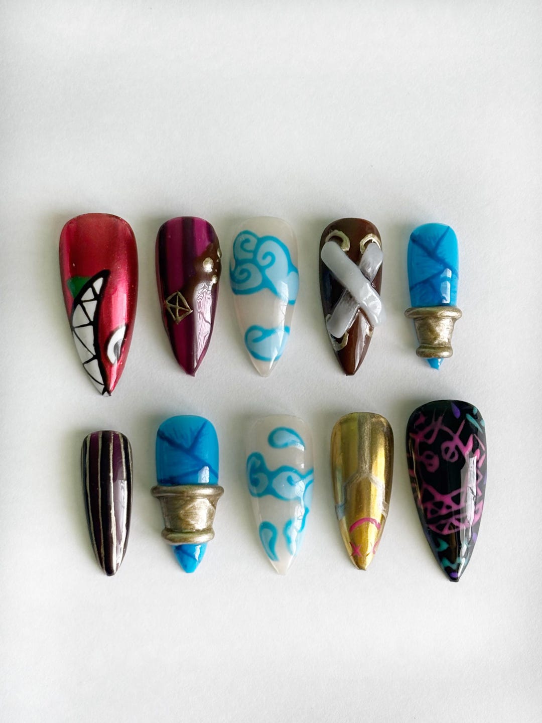 Jinx - Press on Nails/3d Nails/jinx Nails/chrome Nails/ Gold Chrome ...