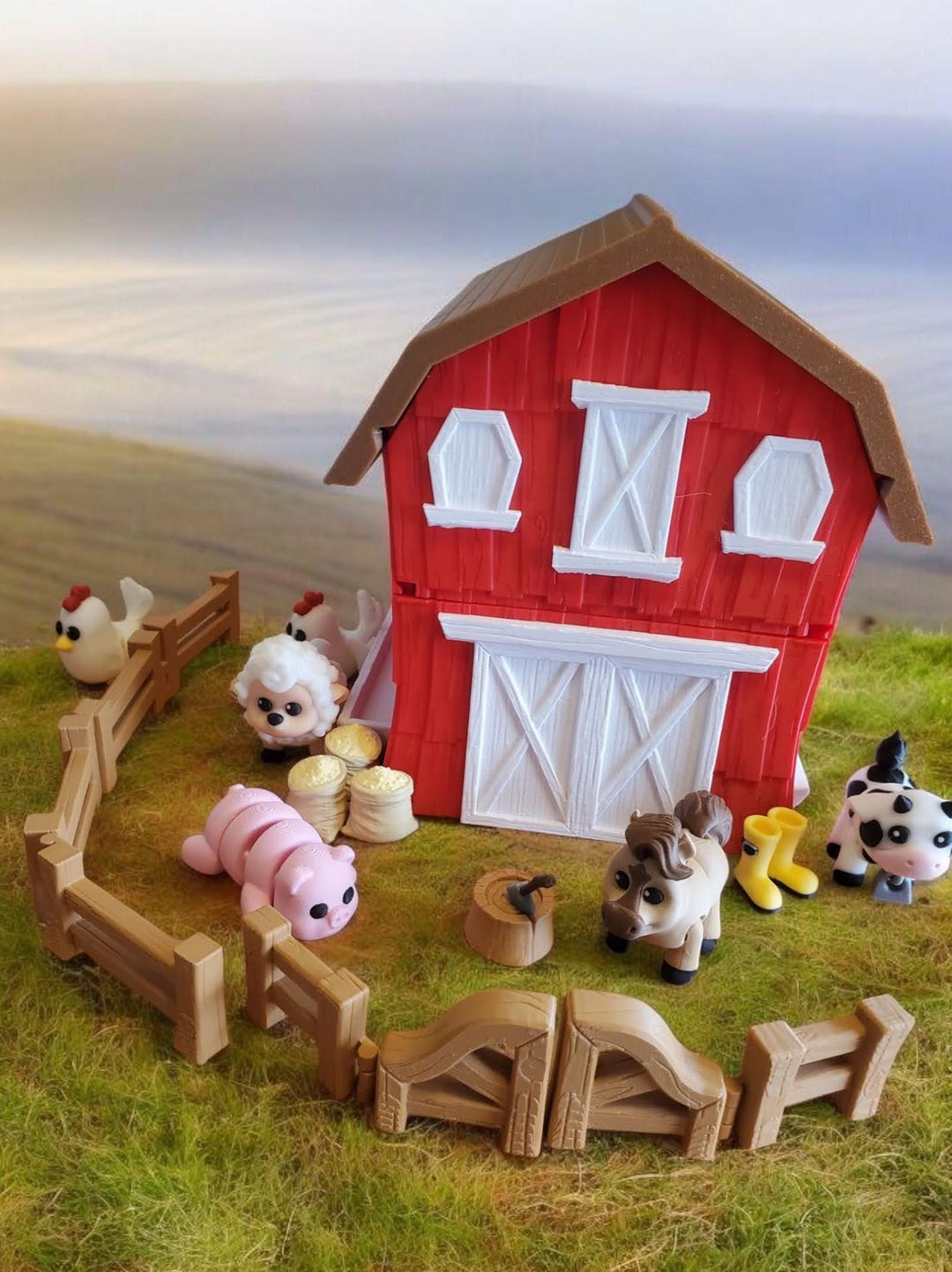 Little Red Barn Farm Adventure Set for Kids. 3PC Barn With Sliding ...