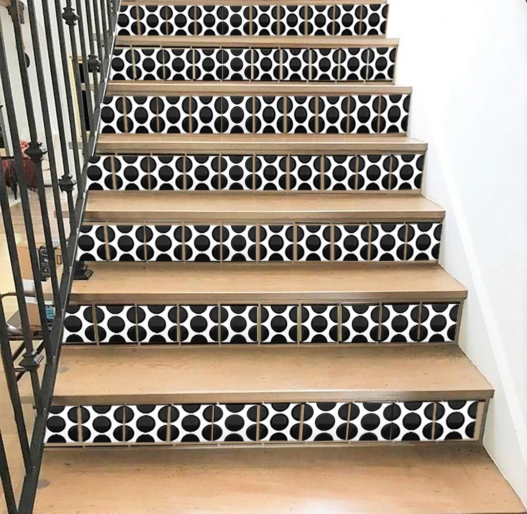 Circles mid-century Modern Pool Tile Handpainted 6x6 Kitchen Backsplash ...