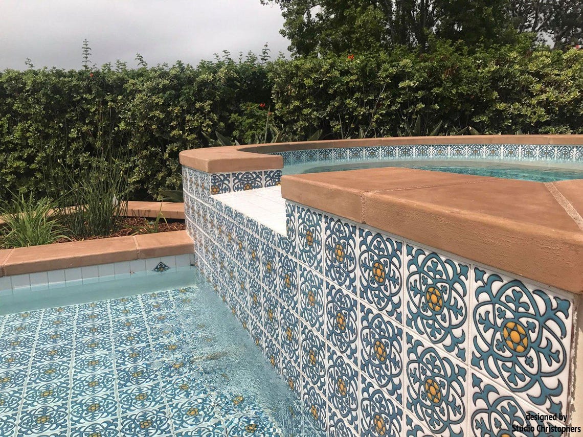 Chloe Spanish Pool Tile: Ceramic Art (6×6 — 17 Each 66/sq Ft 4 PCS) - Etsy