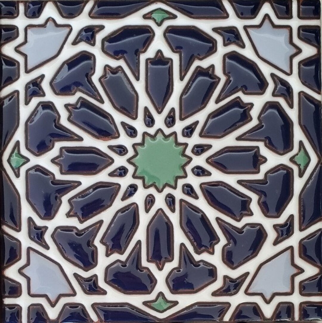 Marrakesh Arabesque Tile: Hand-painted Ceramic Backsplash (6x6, Set of ...