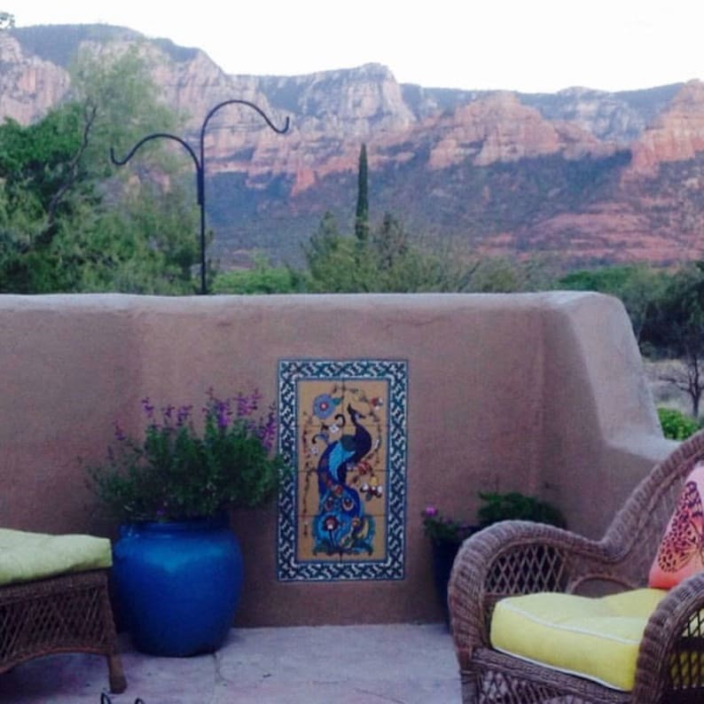 Catalina Peacock Tile Mural: Hand-glazed Spanish Revival Art - Etsy