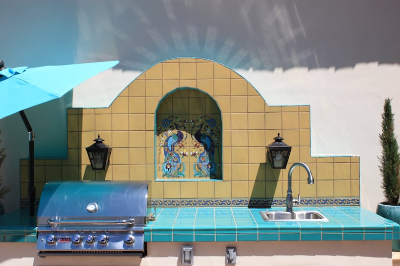 Peacock Tile Mural – Catalina Spanish Revival, Hand-glazed Ceramic ...