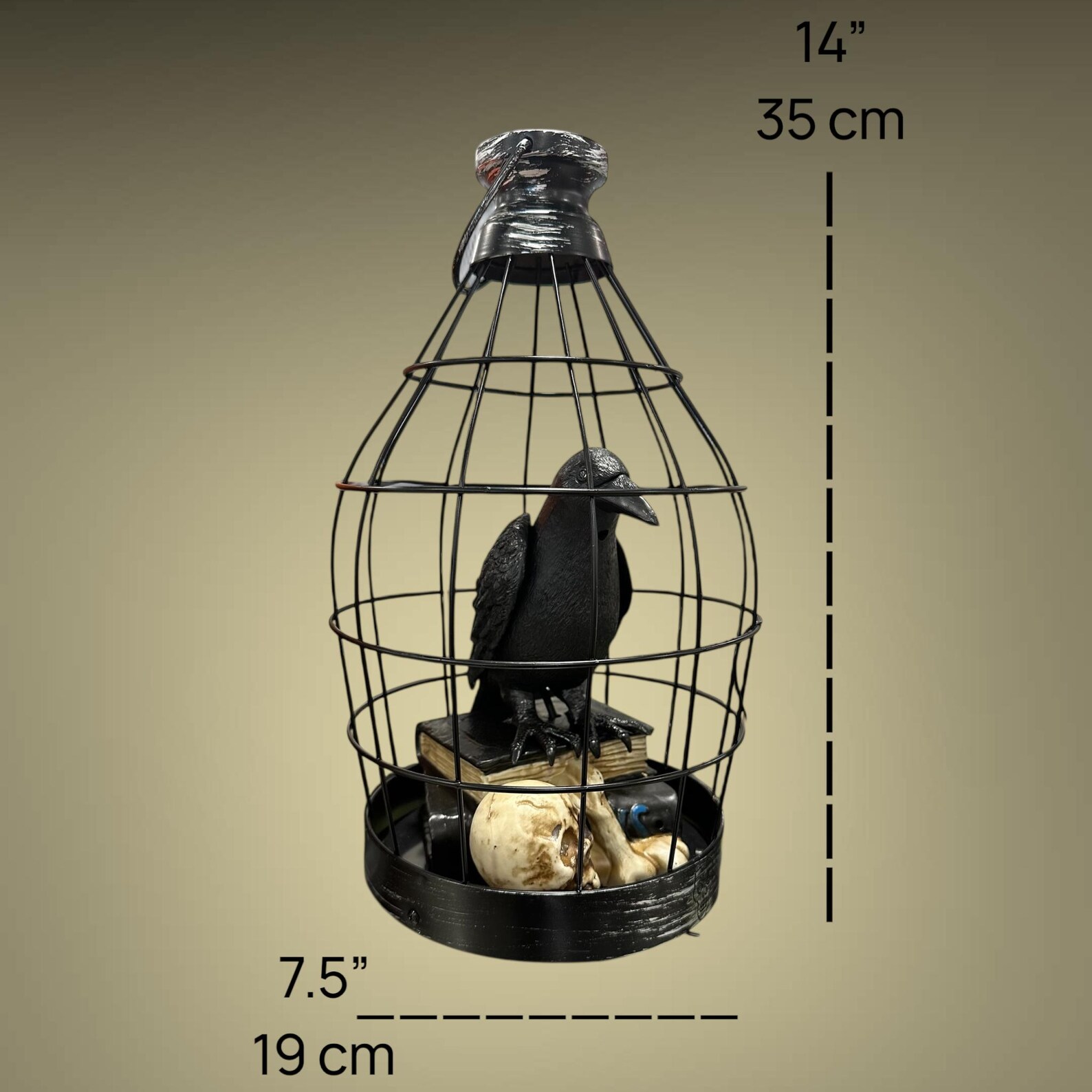 Crow in Cage Halloween Prop – Flapping & Screaming Bird – Haunted Decor ...