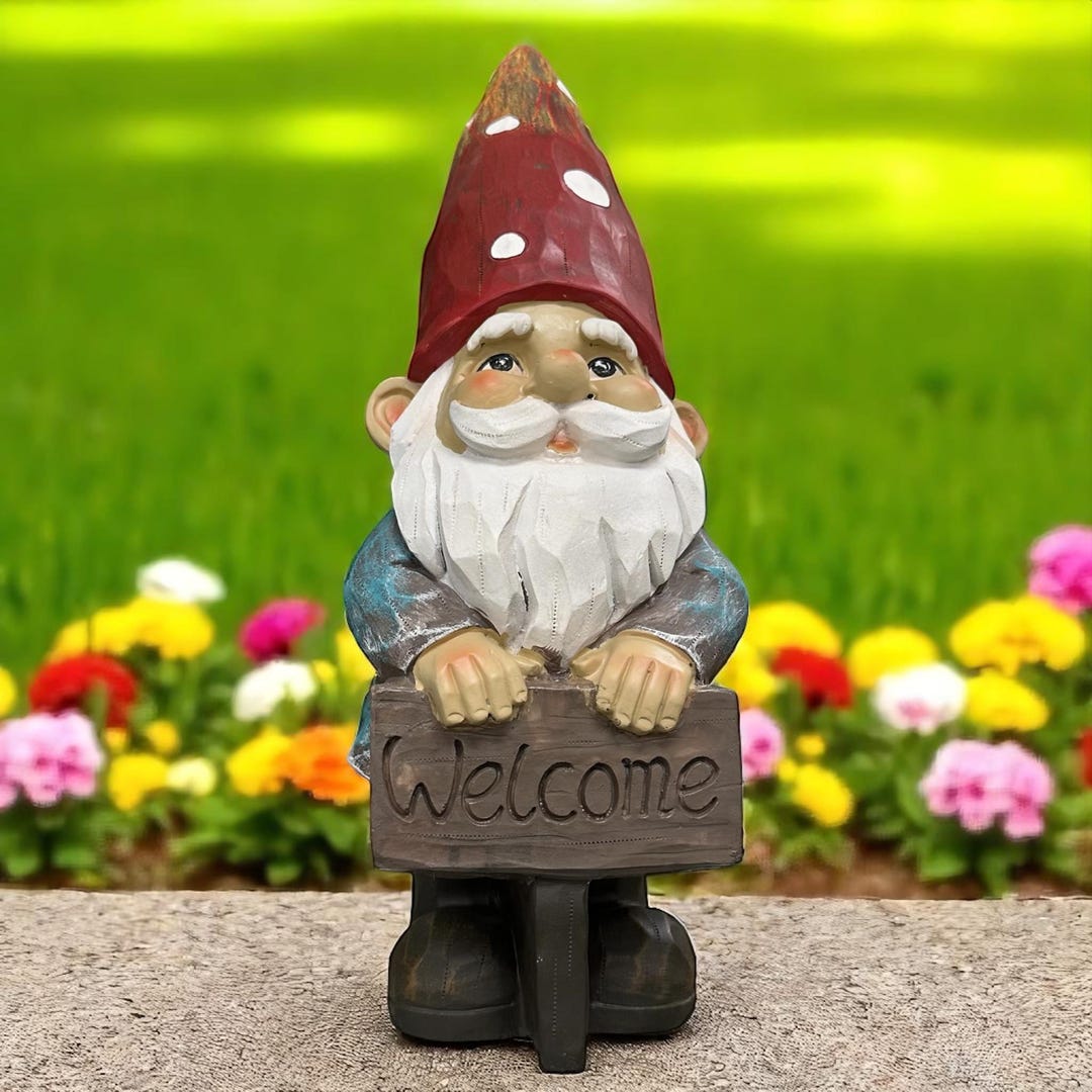 Wood Garden Gnome Statue Rustic Decor Gift Idea Handmade Wooden ...