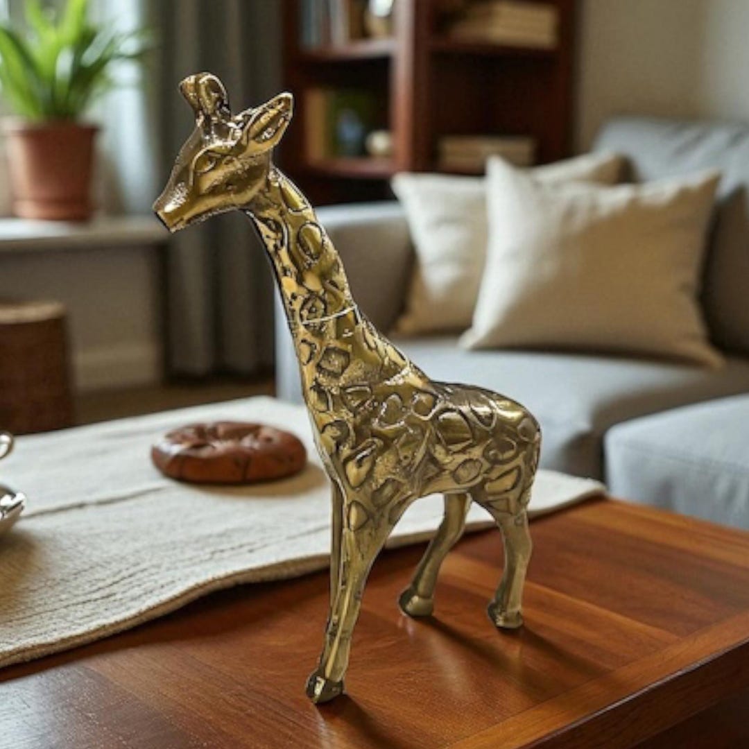 Golden Giraffe Statue | Elegant Metal Figurine | Handmade Animal ...