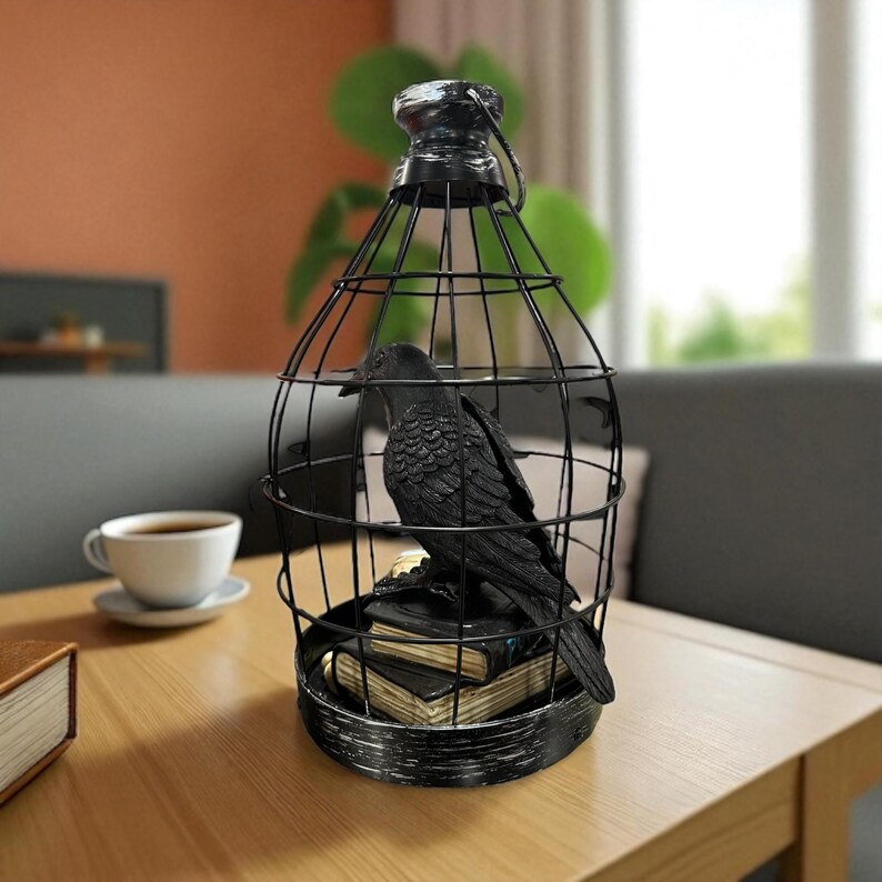 Crow in Cage Halloween Prop – Flapping & Screaming Bird – Haunted Decor ...