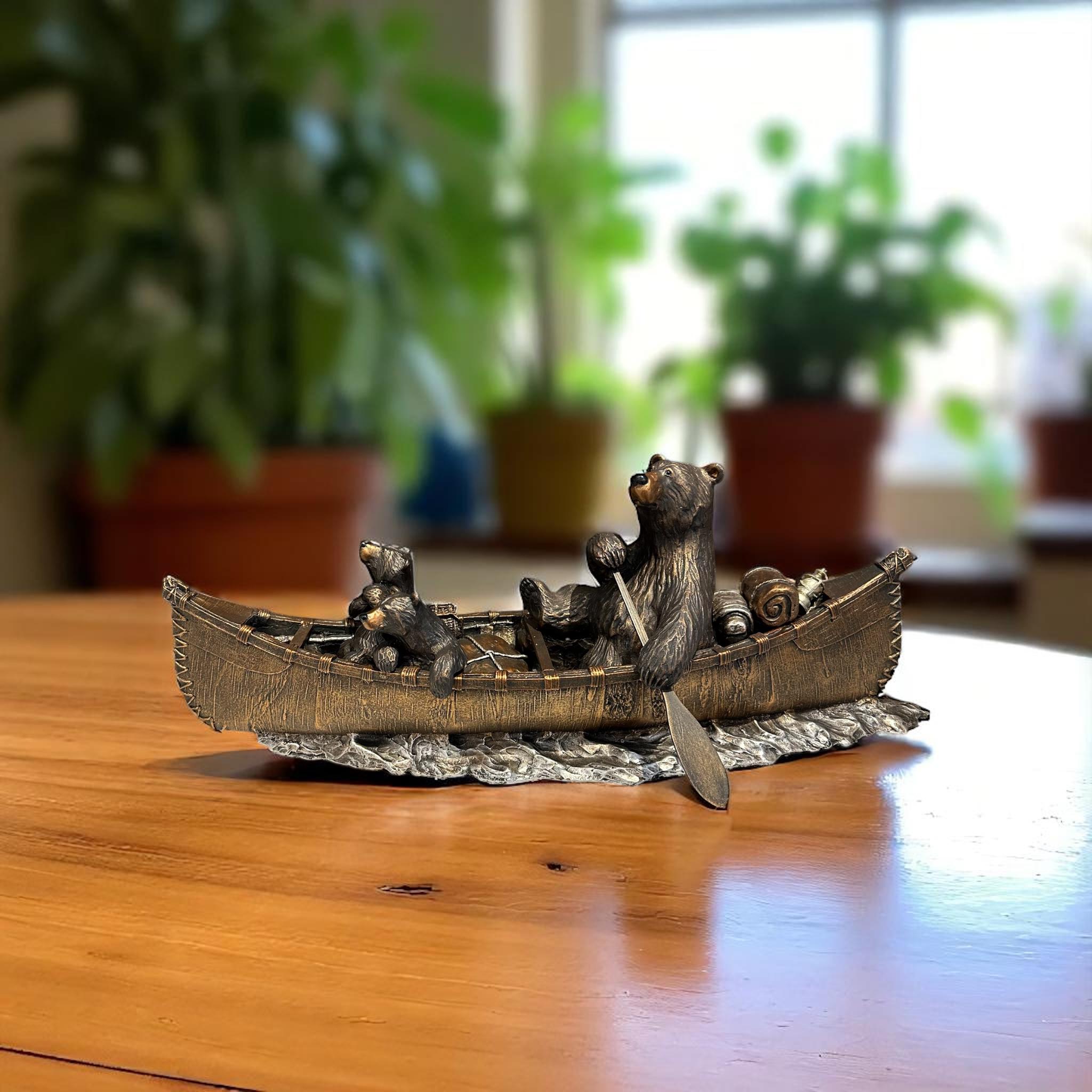Handmade Bear Family Canoe – Rustic Cabin Accent – Metal Animal ...