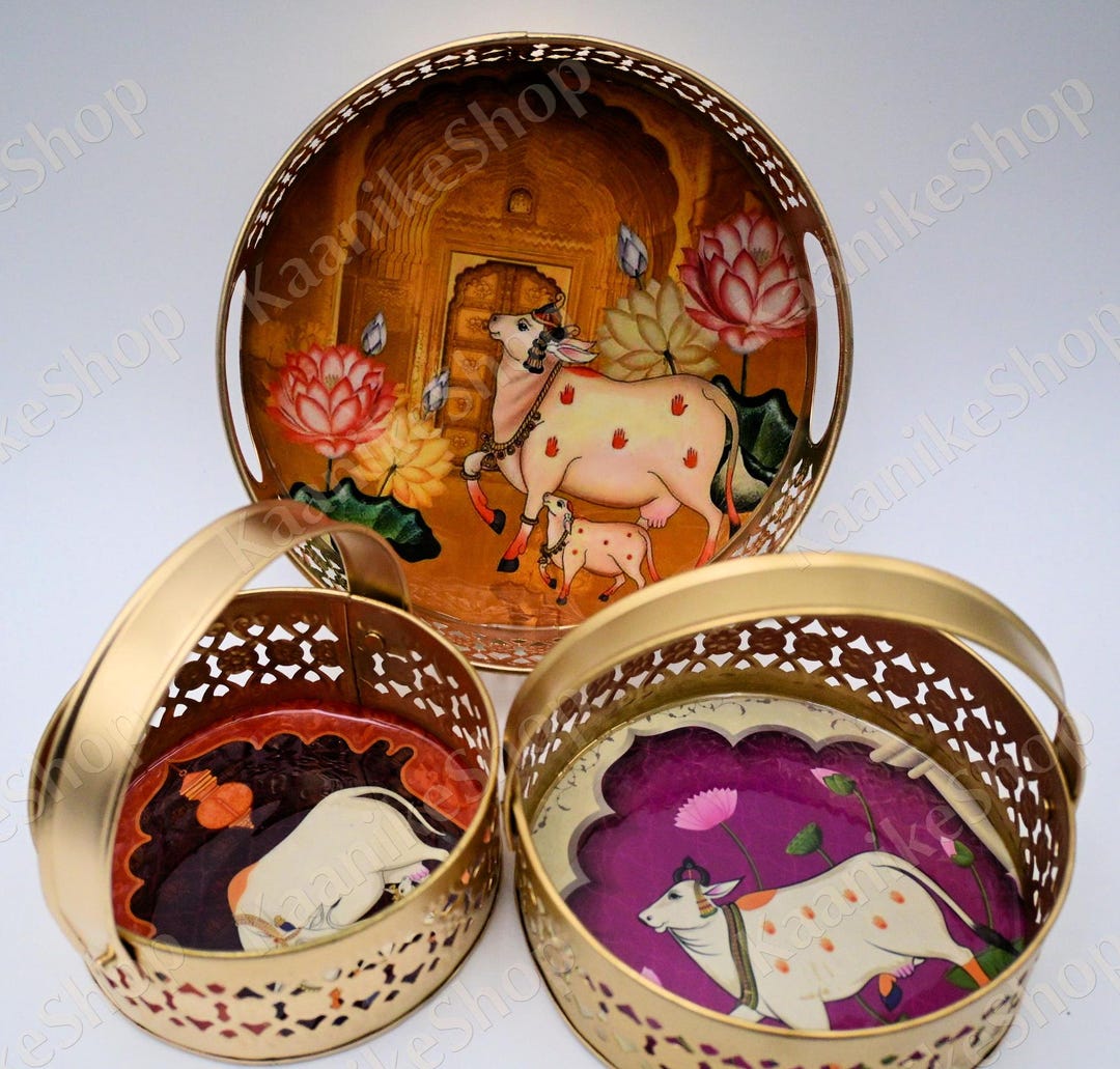 Trending Pichwai Cow Print Metal Tray - Etsy