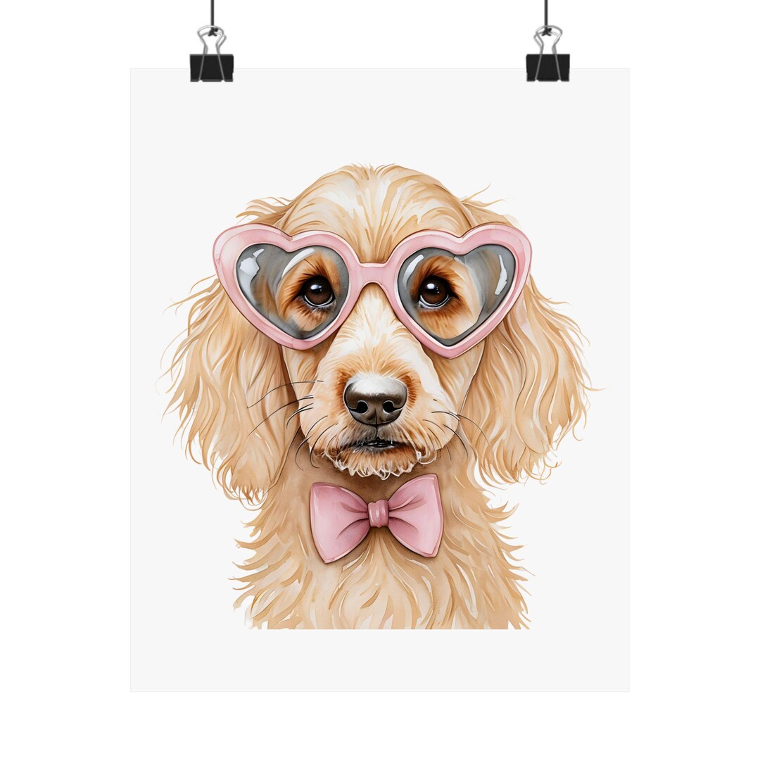 Goldendoodle Pink Accessories Print - Etsy