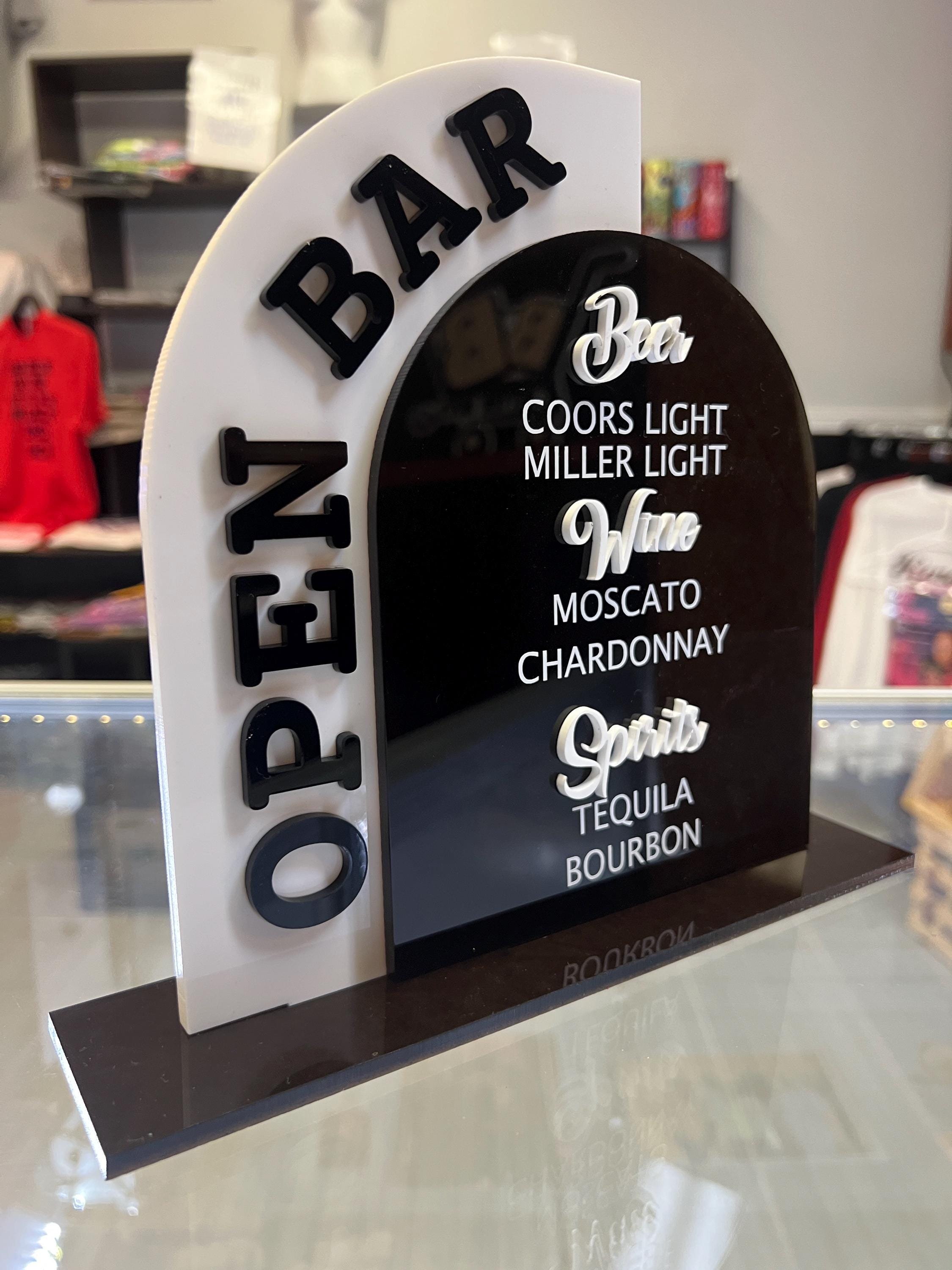 Personal Drink Menu | Custom Acrylic Bar Sign | Custom Acrylic Wedding ...