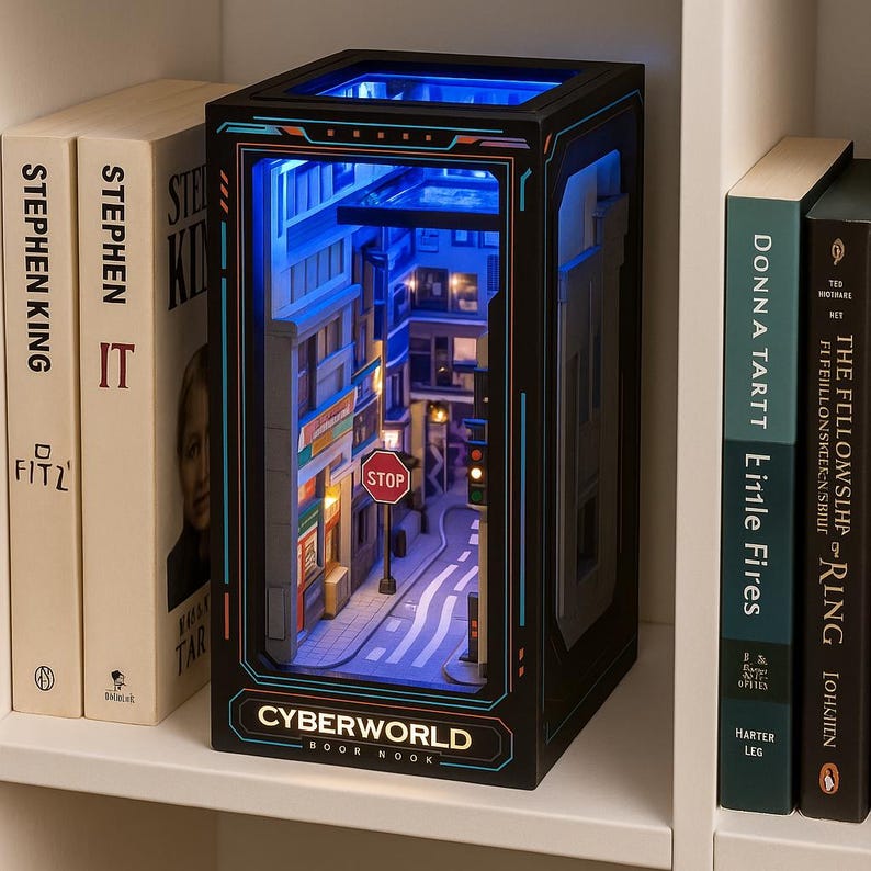 DIY Cyberworld Nook Kit | 3D Wooden Puzzle Bookshelf Insert With LED ...